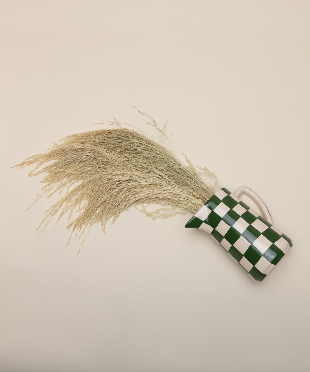 Jarro Xadrez Verde Cerâmica para Mesa Posta e Decoração – Jáy Home